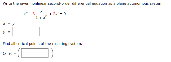 Solved Write the given nonlinear second-order differential | Chegg.com