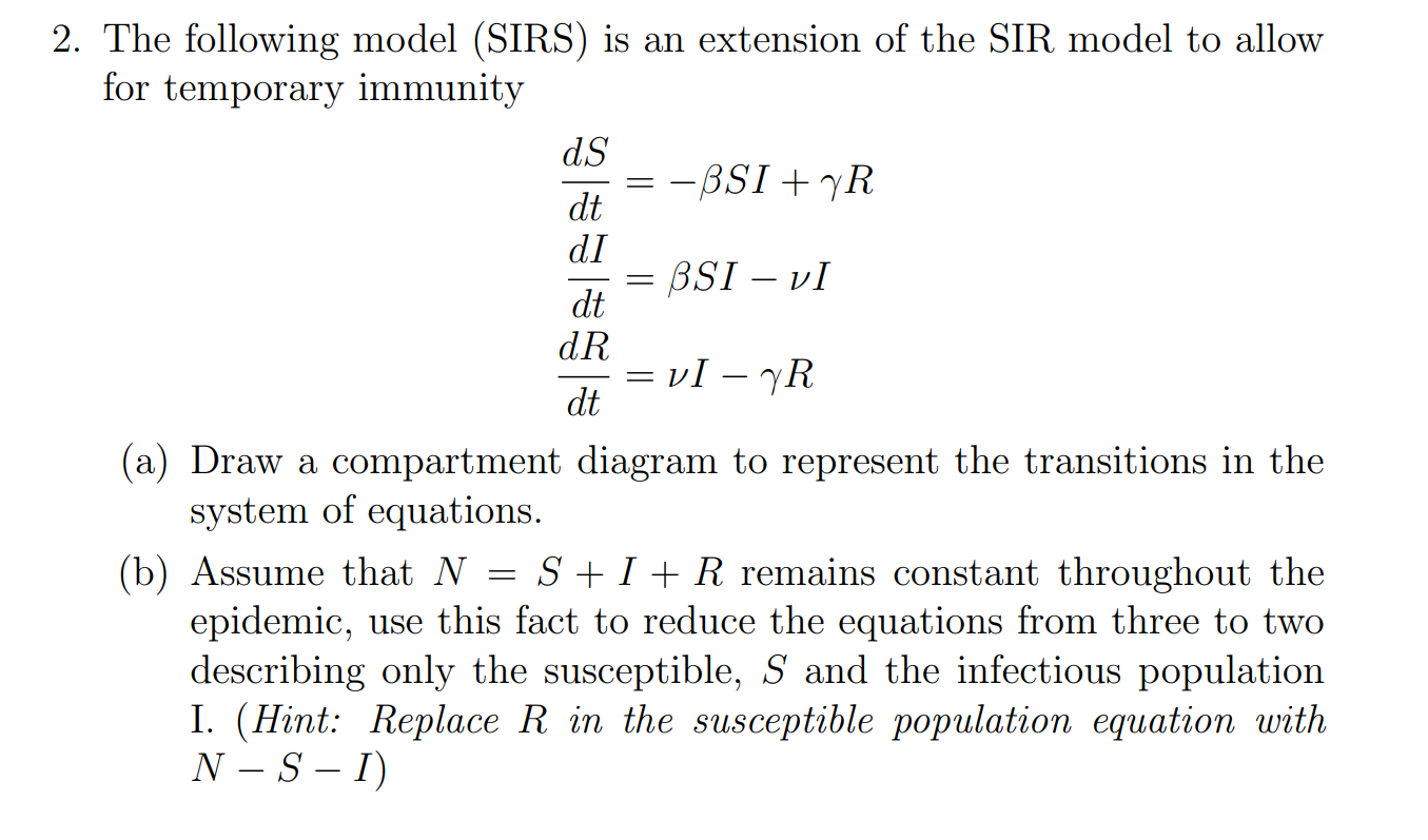 2. The following model (SIRS) is an extension of the | Chegg.com
