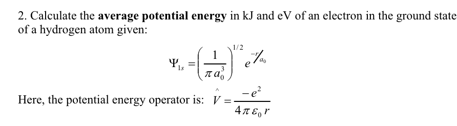 Solved 2. Calculate the average potential energy in kJ and | Chegg.com