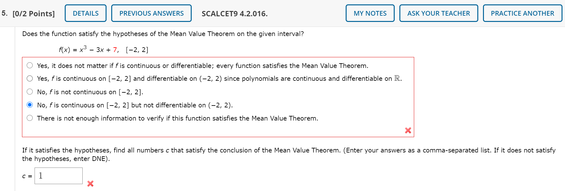 Solved 5. [0/2 Points] DETAILS PREVIOUS ANSWERS SCALCET9 | Chegg.com