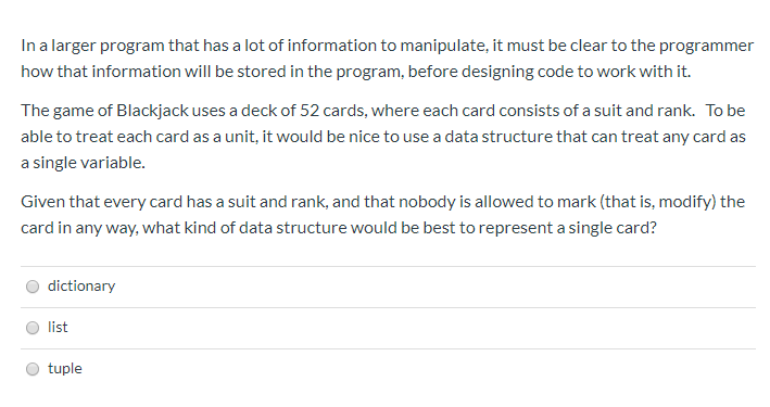 Solved In a larger program that has a lot of information to | Chegg.com