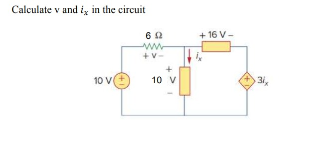 Solved Calculate v and ix in the circuit 6 12 + 16 V- + V- + | Chegg.com