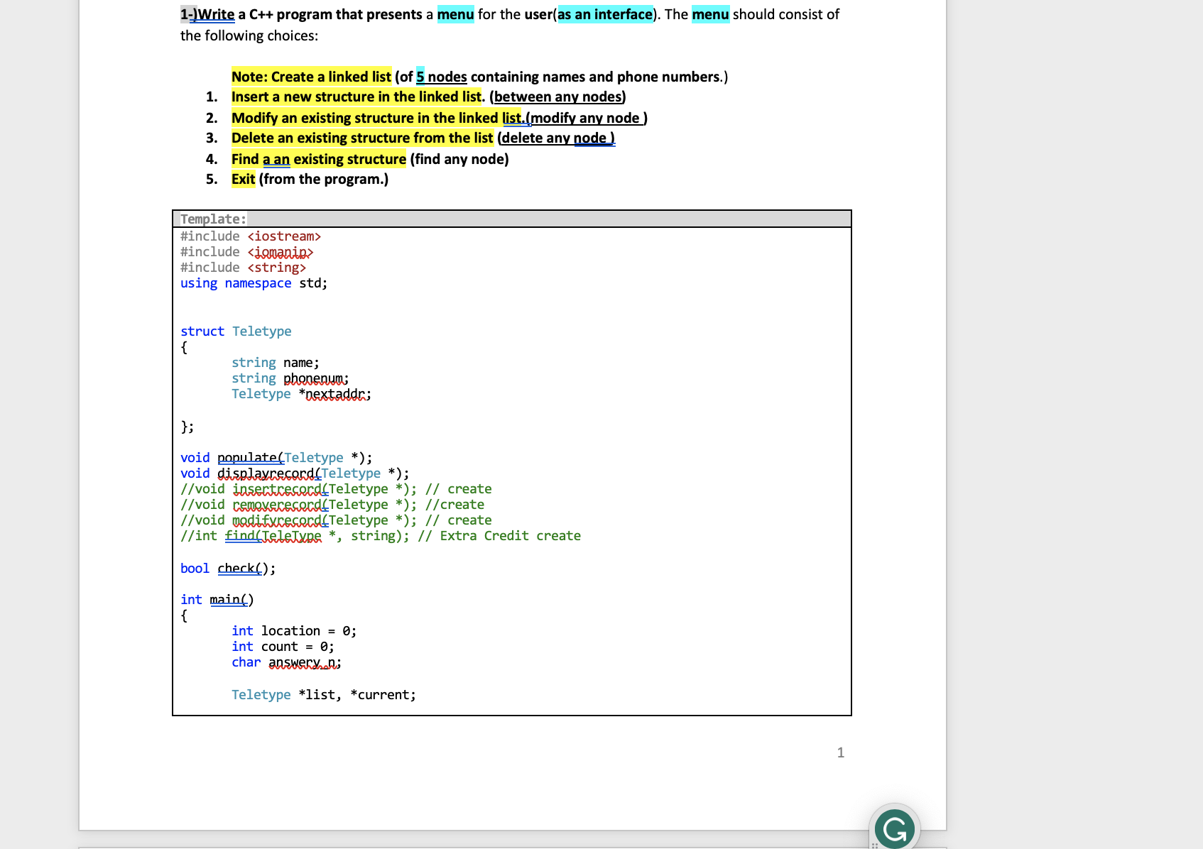 Solved 1-JWrite a C++ ﻿program that presents a menu for the | Chegg.com