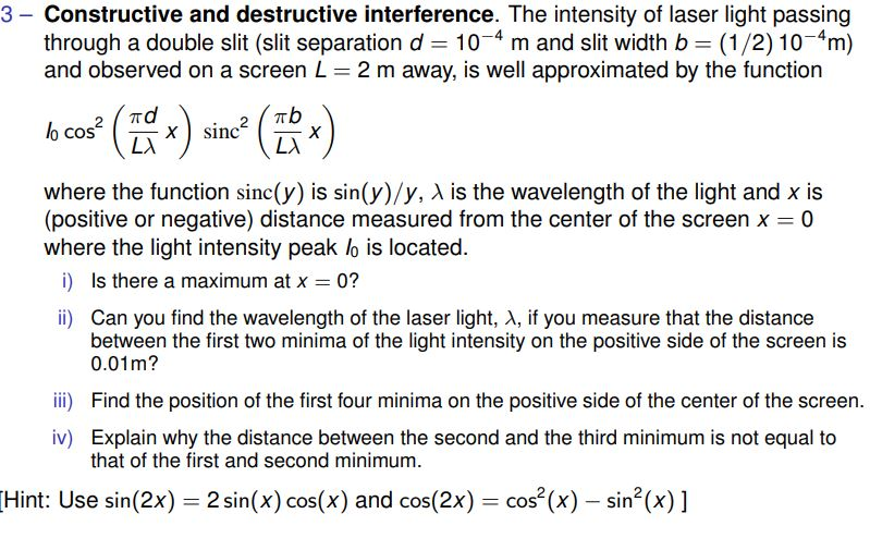 Solved 3- Constructive and destructive interference. The | Chegg.com