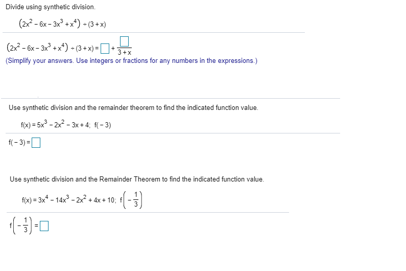 Solved Divide using synthetic division. | Chegg.com