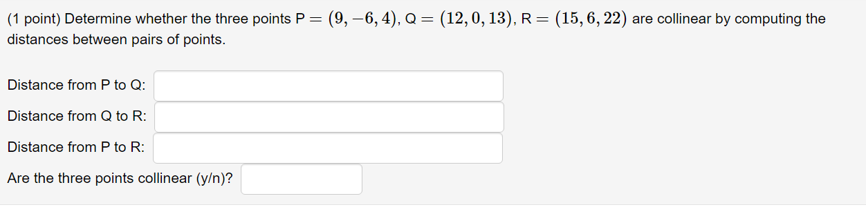 Solved Determine whether the three points P | Chegg.com