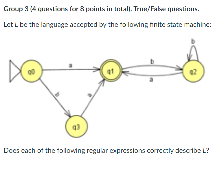 Solved Group 3 ( 4 questions for 8 points in total). | Chegg.com