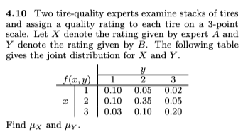 Solved 4.10 Two tire-quality experts examine stacks of tires | Chegg.com