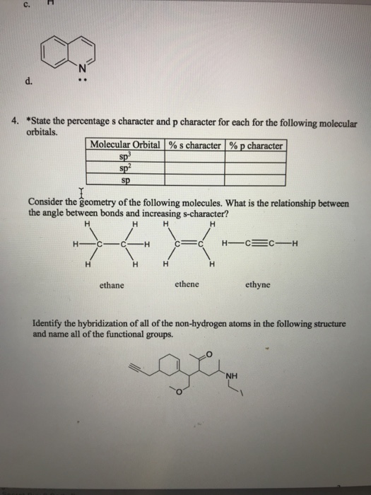 Solved d. "State the percentage s character and p character | Chegg.com