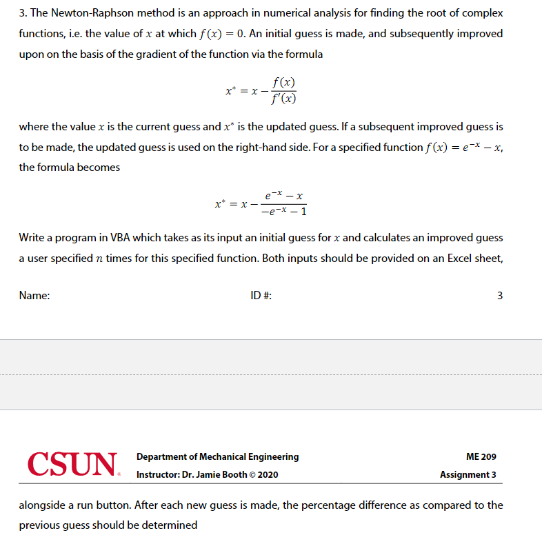 Solved 3. The Newton-Raphson method is an approach in | Chegg.com