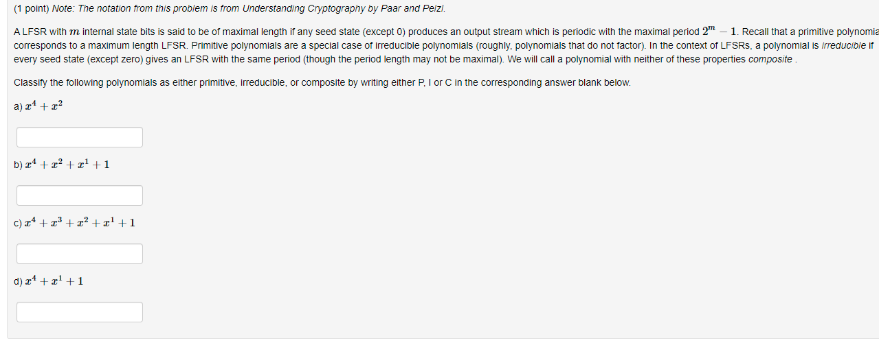 Solved (1 point) Note: The notation from this problem is | Chegg.com