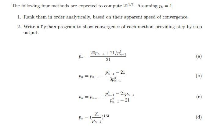 Solved The following four methods are expected to compute | Chegg.com