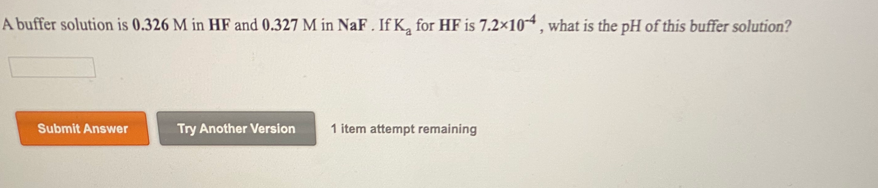 Solved A buffer solution is 0.326 M in HF and 0.327 M in NaF | Chegg.com