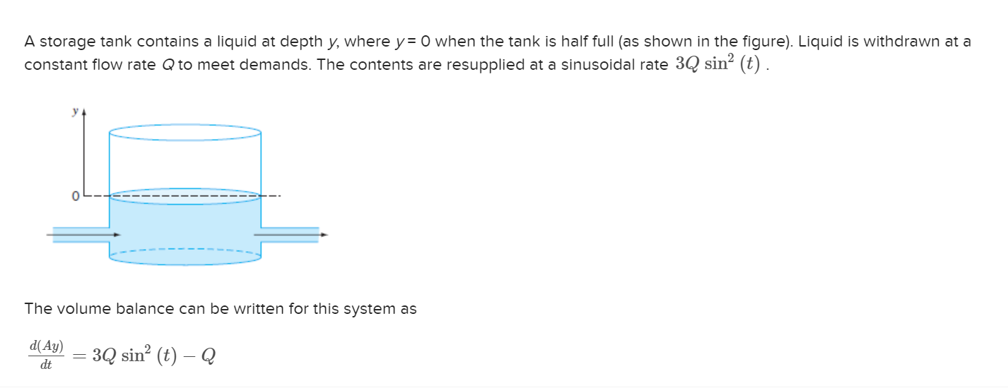 Solved A storage tank contains a liquid at depth y, where | Chegg.com