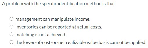 Solved A problem with the specific identification method is | Chegg.com