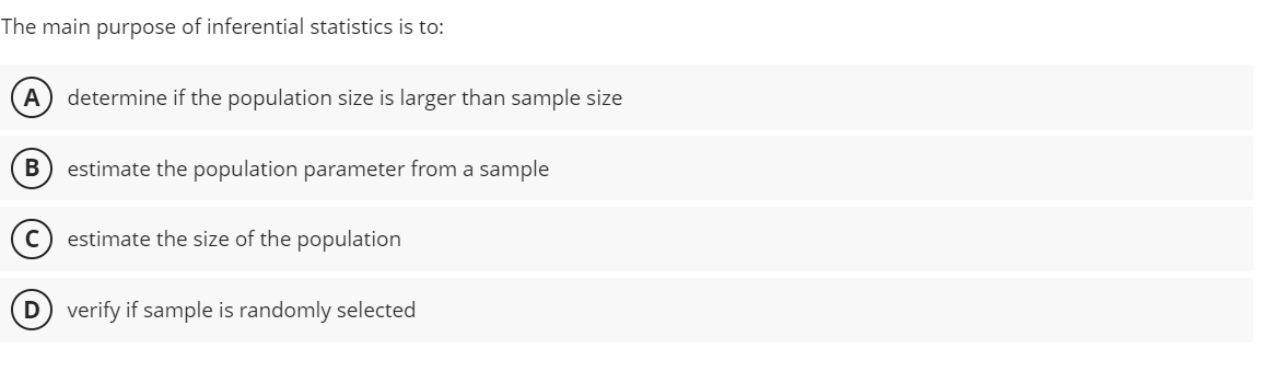Solved The main purpose of inferential statistics is | Chegg.com