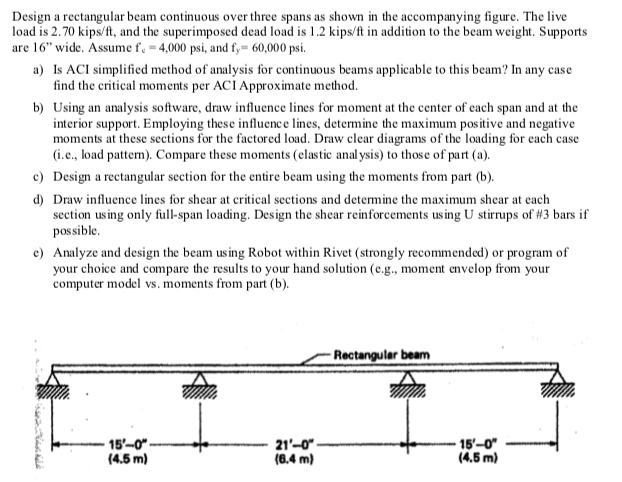 Solved Design a rectangular beam continuous over three spans | Chegg.com