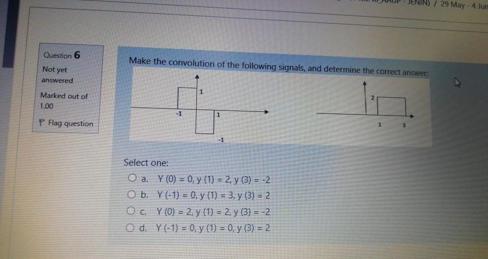 Solved 1 29 May - 4 Jun Question 6 Make the convolution of | Chegg.com