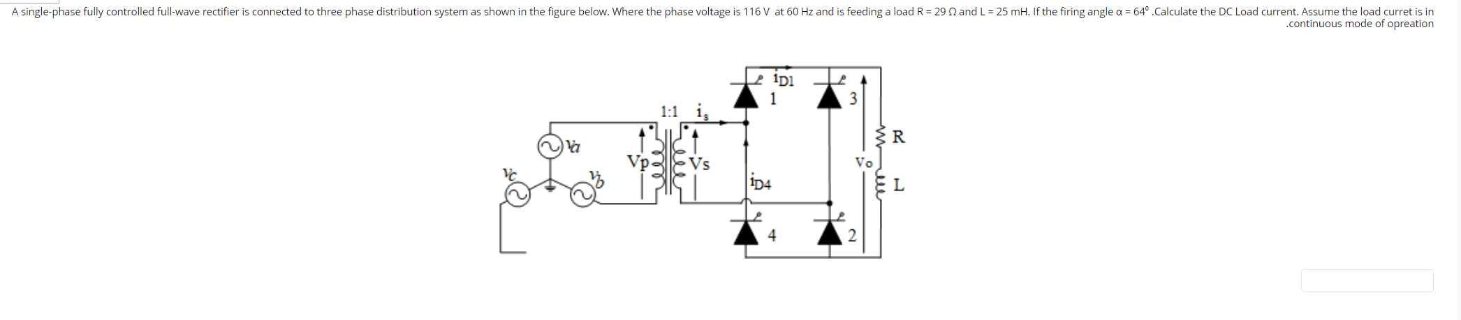 Solved A single-phase fully controlled full-wave rectifier | Chegg.com