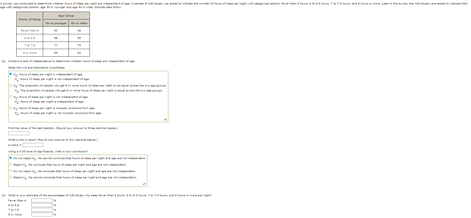 Solved age with categorical options: age 39 ﻿or younger and | Chegg.com