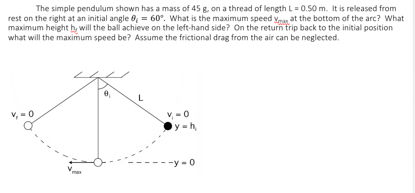 Solved The simple pendulum shown has a mass of 45 g, on a | Chegg.com