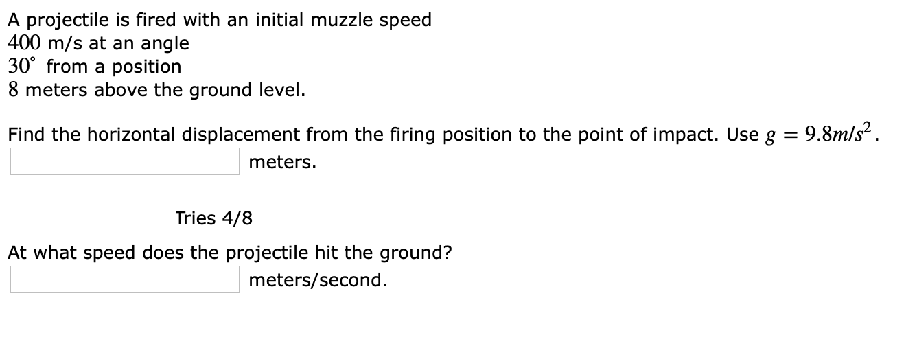 Solved A projectile is fired with an initial muzzle speed | Chegg.com