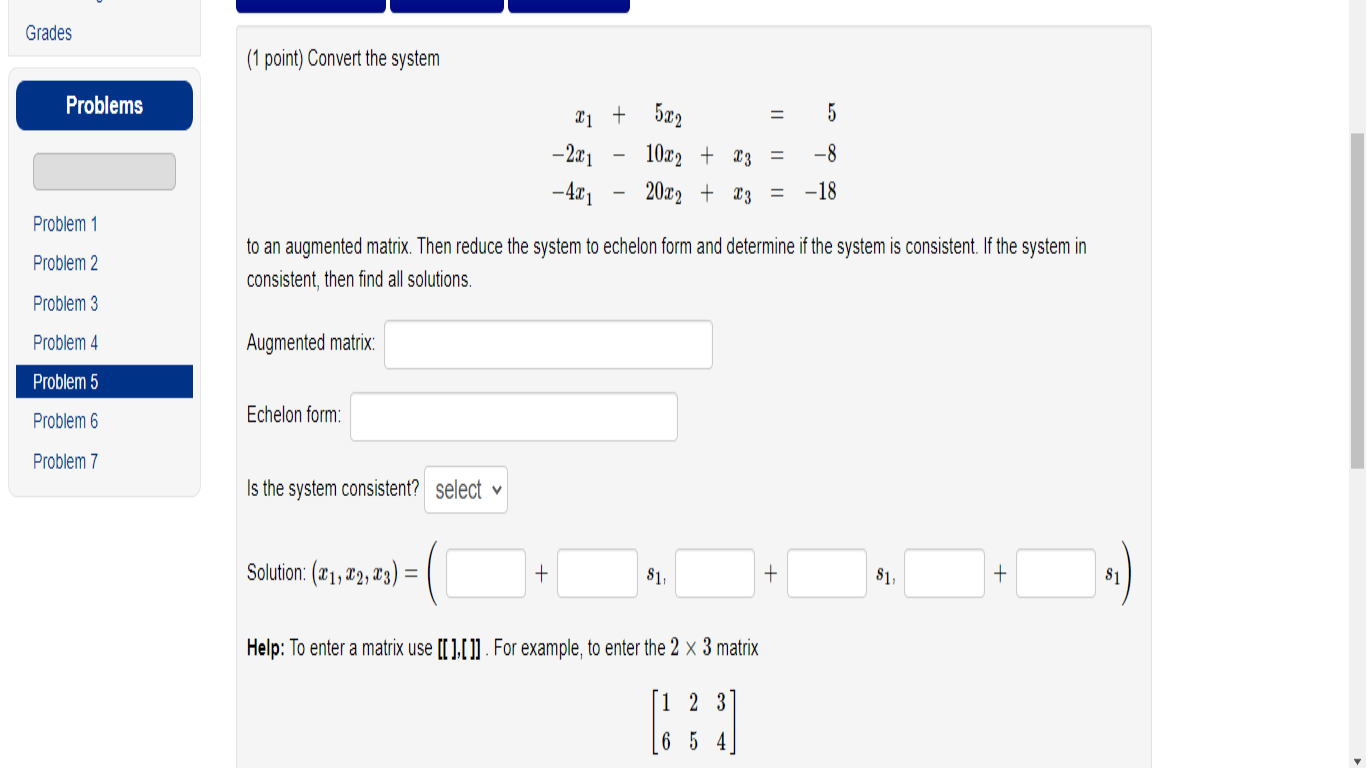 Solved Grades (1 point) Convert the system Problems 5 á 21 + | Chegg.com