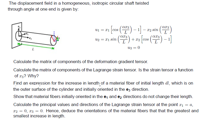 The displacement field in a homogeneous, isotropic | Chegg.com