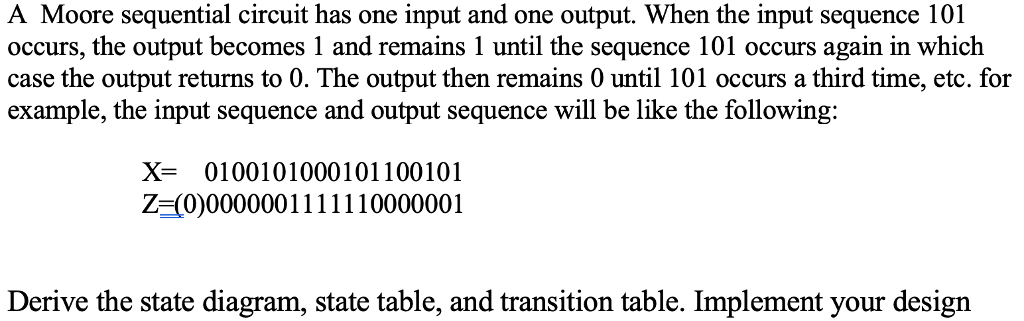 Solved A Moore Sequential Circuit Has One Input And One 3148