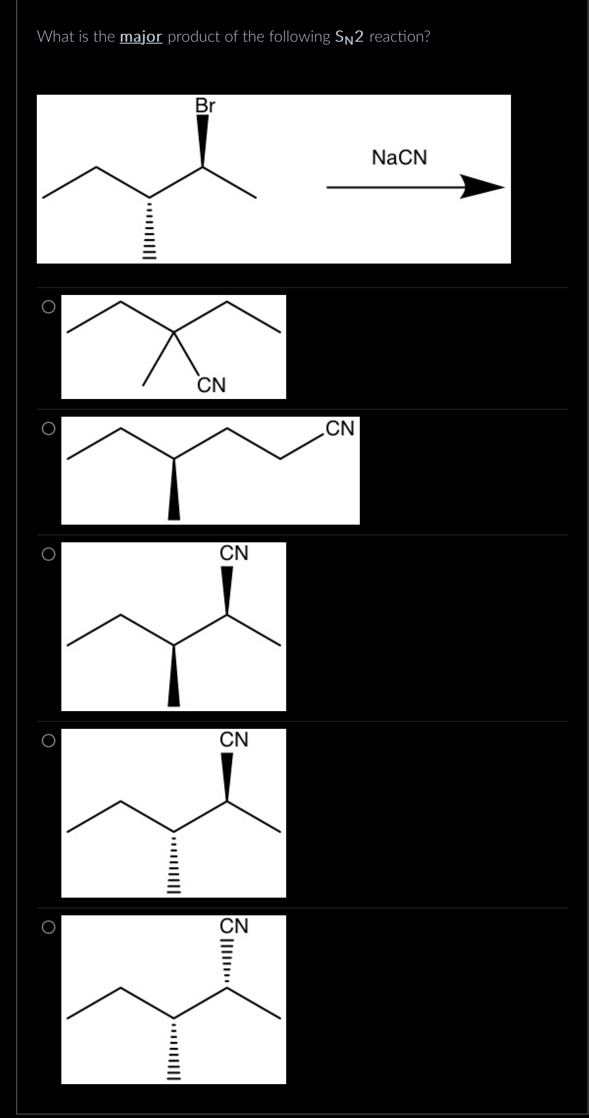 Solved What is the major product of the following SN2 | Chegg.com