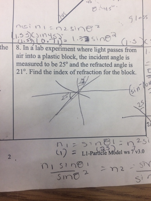 Solved 니 s the 8. In a lab experiment where light passes | Chegg.com