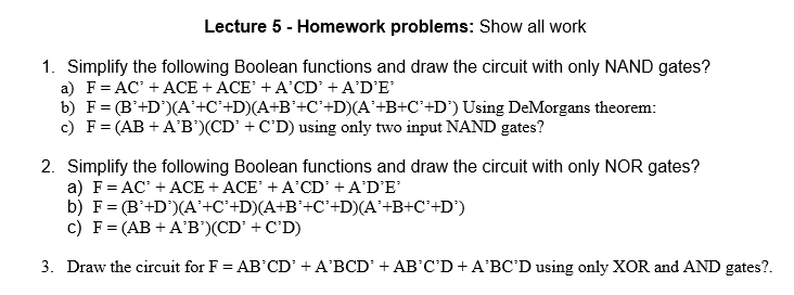 Solved 1. Simplify then draw the following Boolean functions | Chegg.com