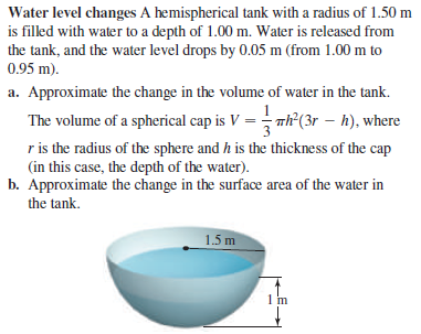 Solved Water level changes A hemispherical tank with a | Chegg.com