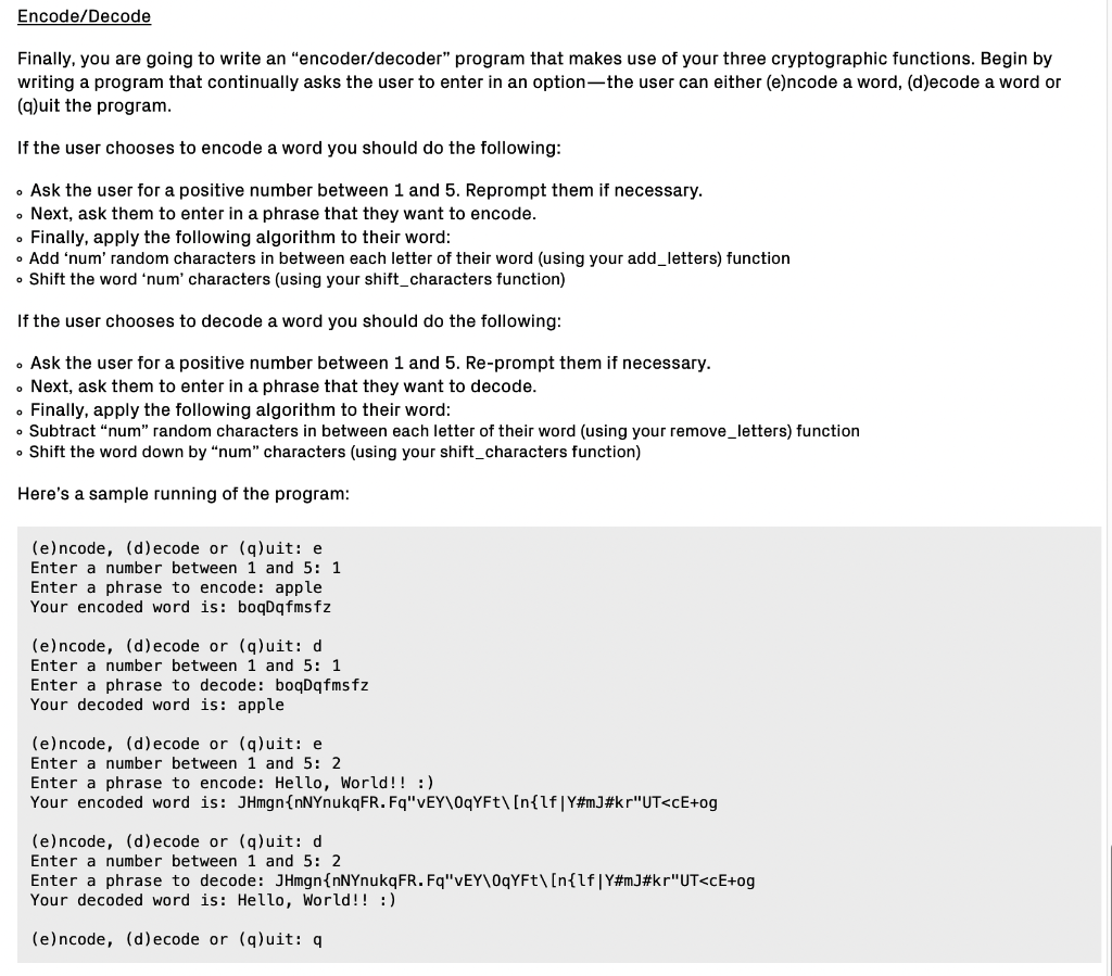 Solved For this program, you will be writing a series of | Chegg.com
