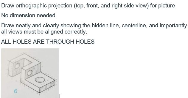Solved Draw orthographic projection (top, front, and right | Chegg.com