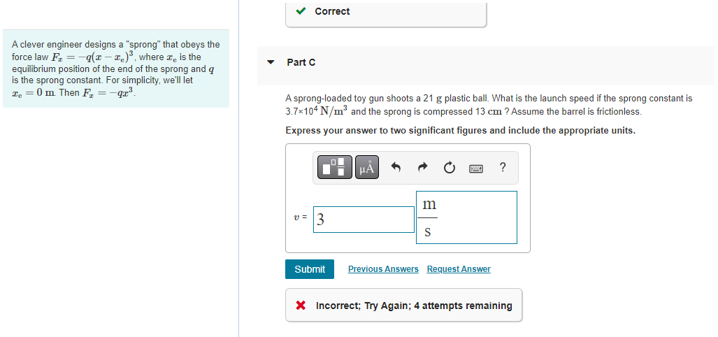 Solved A clever engineer designs a "sprong" that obeys the | Chegg.com