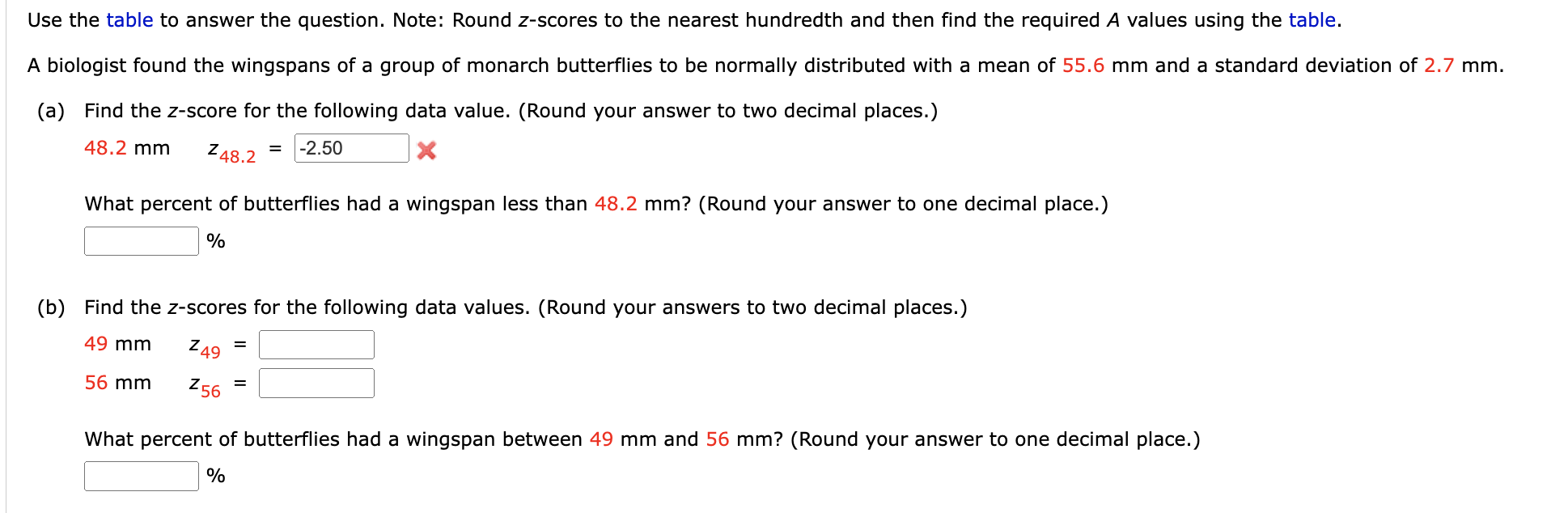 Solved Use The Table To Answer The Question Note Round