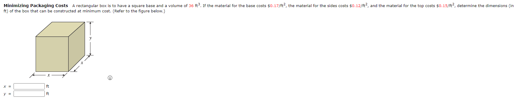 Solved ft ) ﻿of the box that can be constructed at minimum | Chegg.com