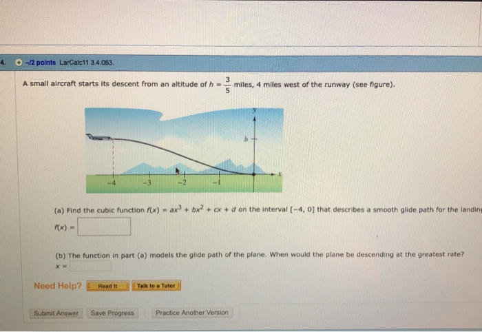 Solved A small aircraft starts its descent from an altitude | Chegg.com