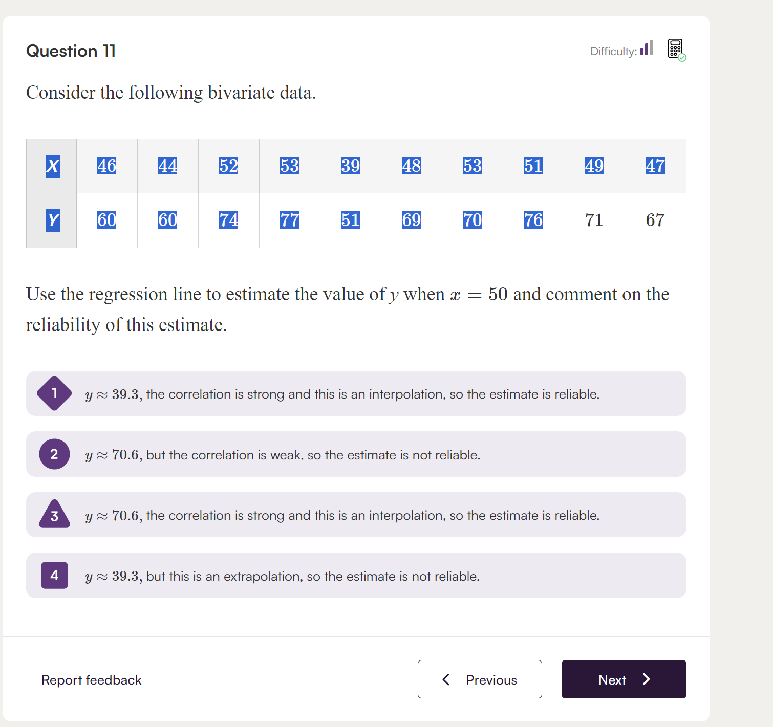 Solved Question 11Consider the following bivariate data.Use | Chegg.com