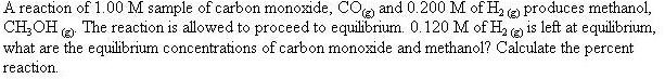 Solved A reaction of 1.00M sample of carbon monoxide, CO(g) | Chegg.com