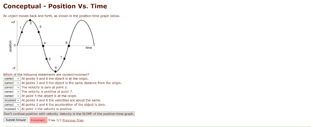 Solved Conceptual - Position Vs. Time An object moves back | Chegg.com