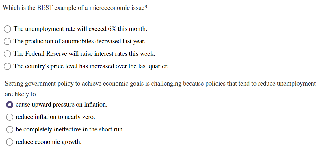 Solved Which is the BEST example of a microeconomic issue? | Chegg.com