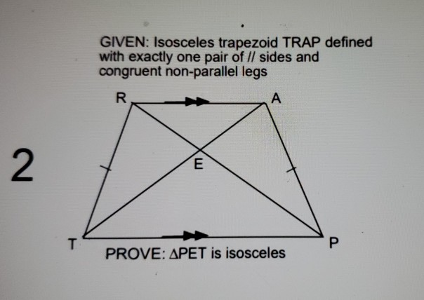 Solved GIVEN: Isosceles trapezoid TRAP defined with exactly | Chegg.com