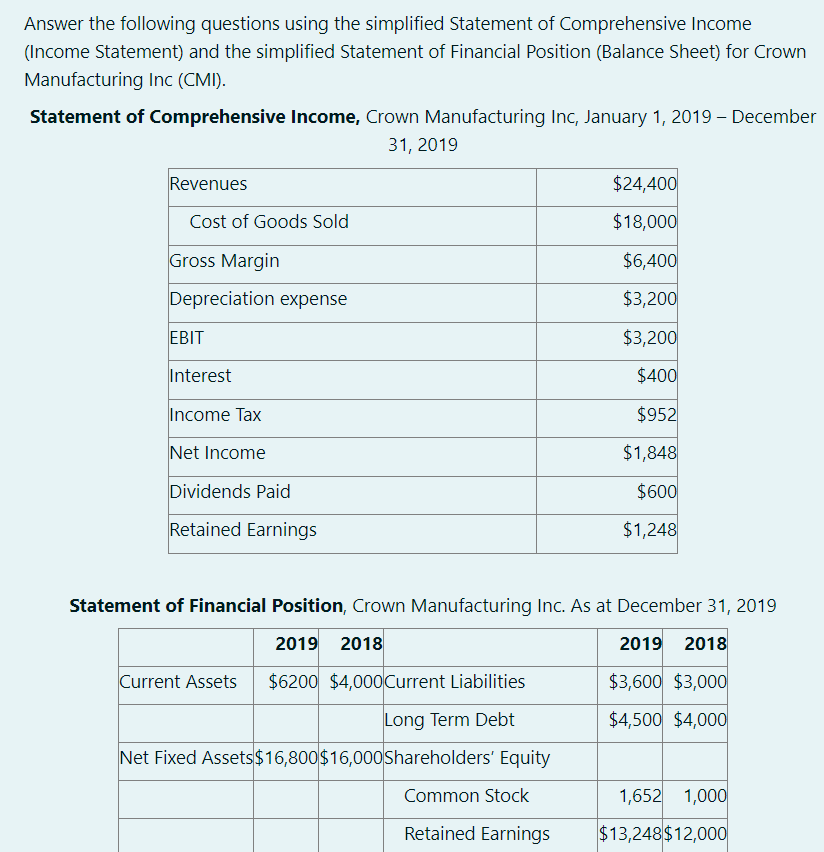 [Solved]: Answer the following questions using the simplif
