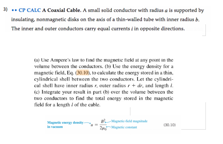 Solved 3). CP CALC A Coaxial Cable. A small solid conductor | Chegg.com