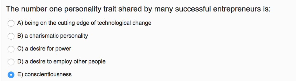 Solved The number one personality trait shared by many | Chegg.com