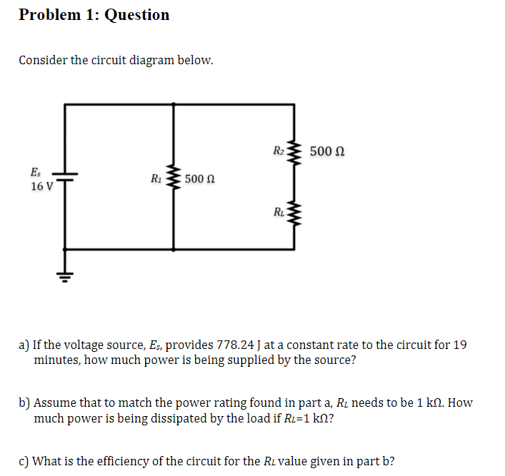 Solved Consider the circuit diagram below. a) If the voltage | Chegg.com