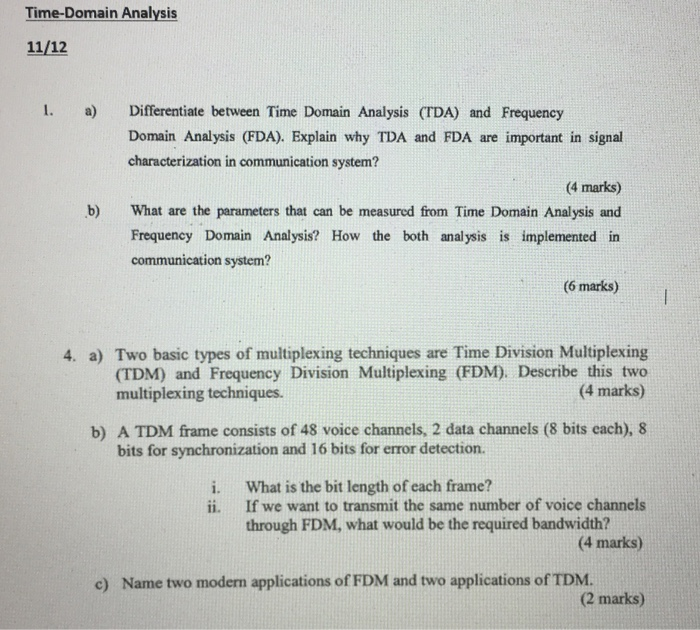 Solved Time Domain Analysis 1 A Differentiate Between Time