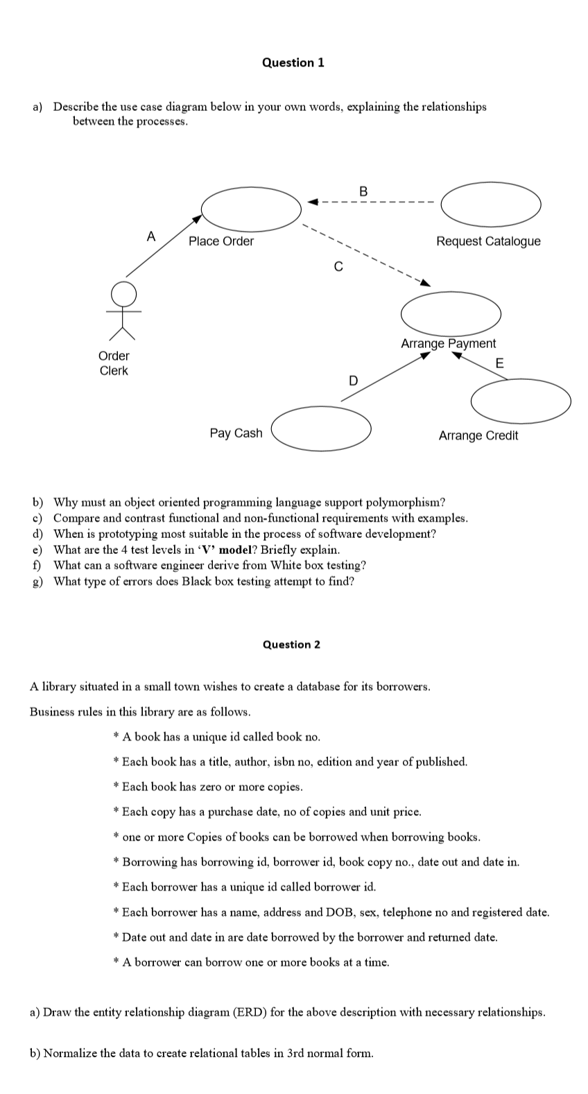 Solved Question 1 a) Describe the use case diagram below in | Chegg.com